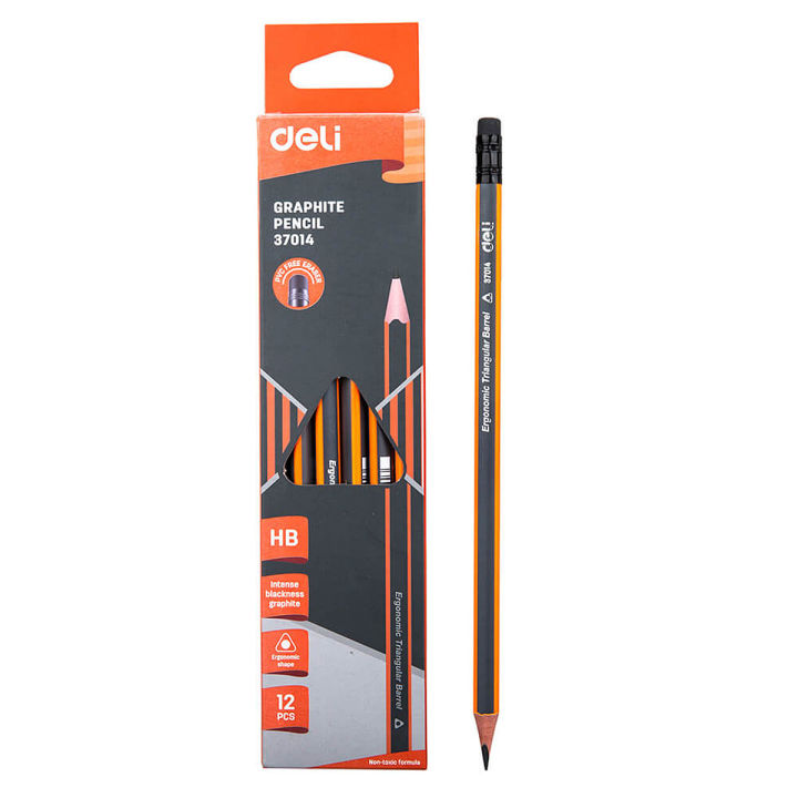 Deli 37014 Graphite Pencil (HB) - 12pcs | Daraz.com.bd