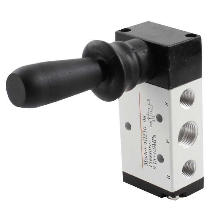 Pneumatic Air Inlet 2 Position 5 Way Manual Hand Pull Valve Gray+Black ...