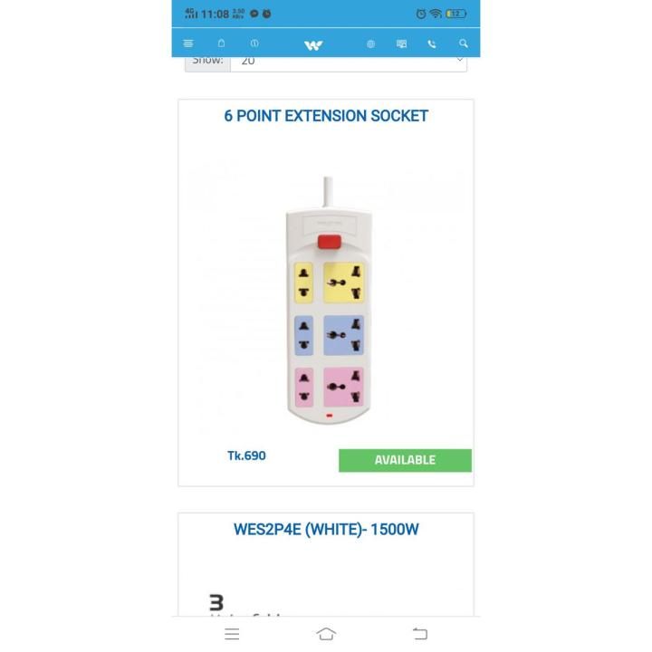 WES6P3M .Walton extension socket. | Daraz.com.bd