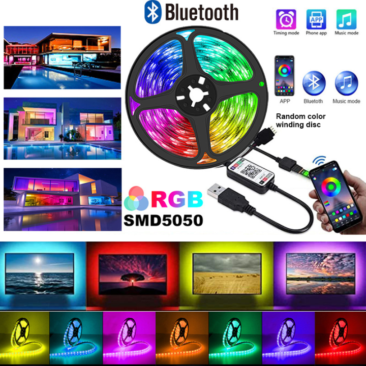 RGB USB 5V Led Strip Lights 5050 5M 54 LEDS Bluetooth APP Control ...