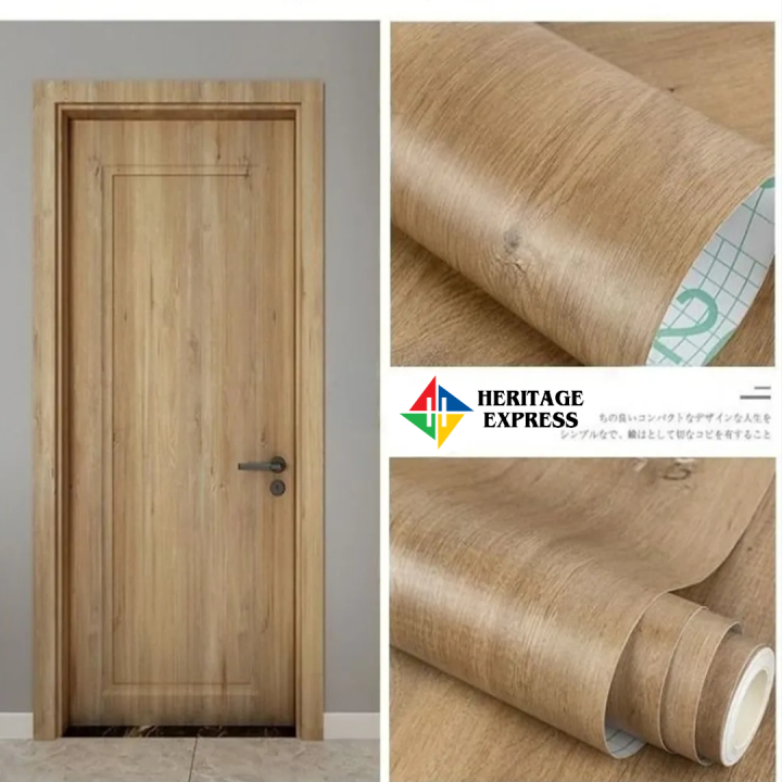 Wood grain self-adhesive wall stickers waterproof PVC wallpaper mural ...