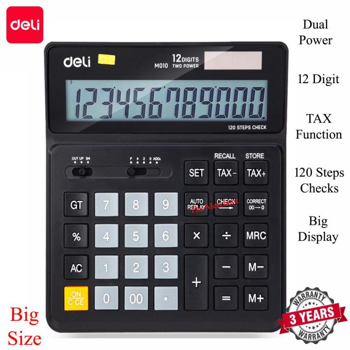 Deli M01020 Desktop Calculator - Big Display - Black - 12 Digit | Daraz.com.bd