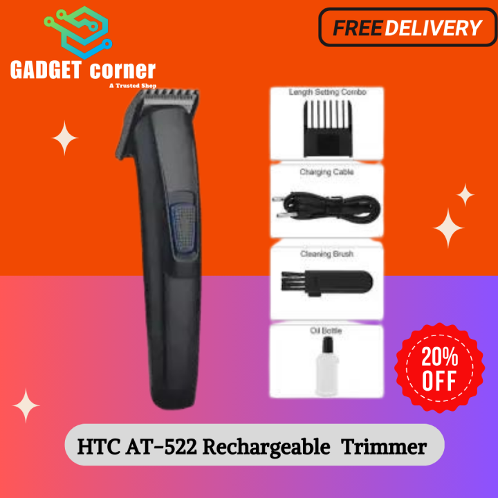 HTC AT-522 Rechargeable Cordless Trimmer For Men (Black) | Daraz.com.bd