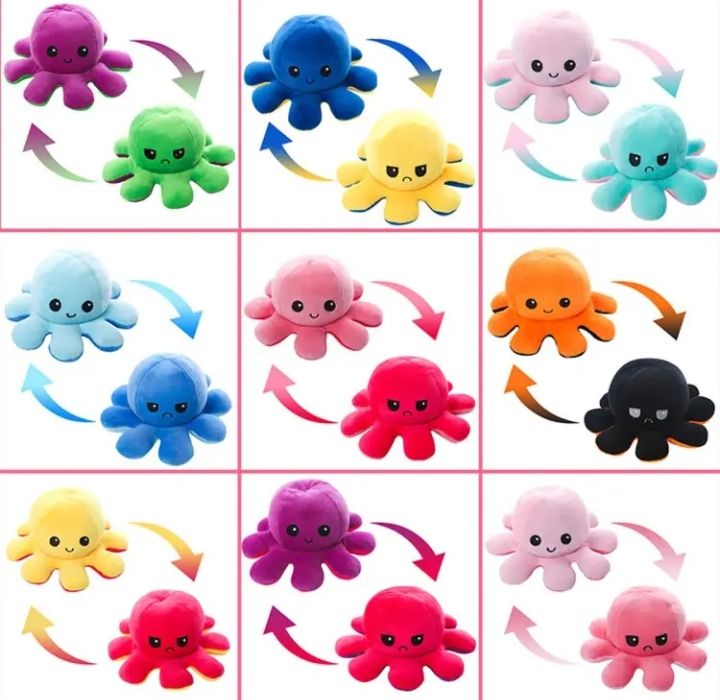 Reversible Octopus Doll Mood Flip Octopus Doll Baby Octopus Plush Flip ...