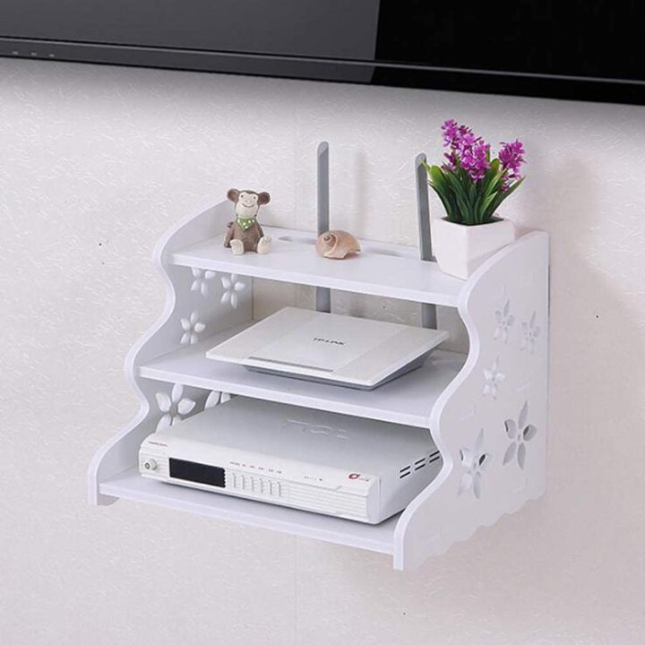 3 Layers WiFi Router Stand Storage Wall Floating Shelves (3 layer ...