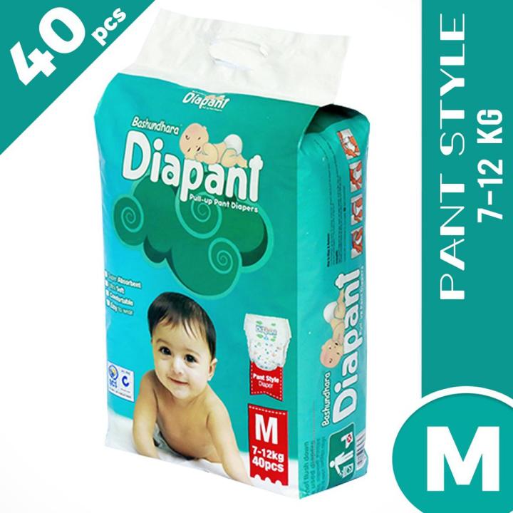 Diapant Baby Diapers - (Pant Style) Medium (7-12 kg)- 40-pc | Daraz.com.bd