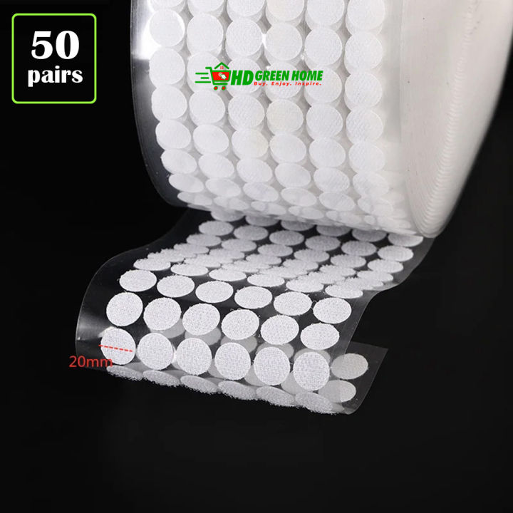 50 pairs x 2cm Round Self Adhesive Velcro Tape Hook and Loop Velcro Dot ...