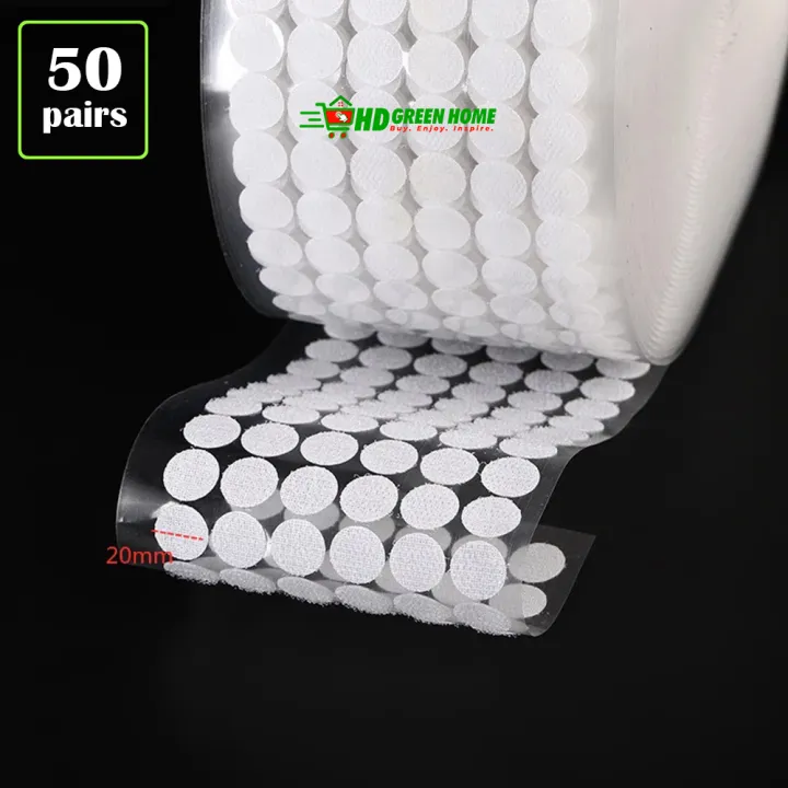 50 pairs x 2cm Round Self Adhesive Velcro Tape Hook and Loop Velcro Dot ...