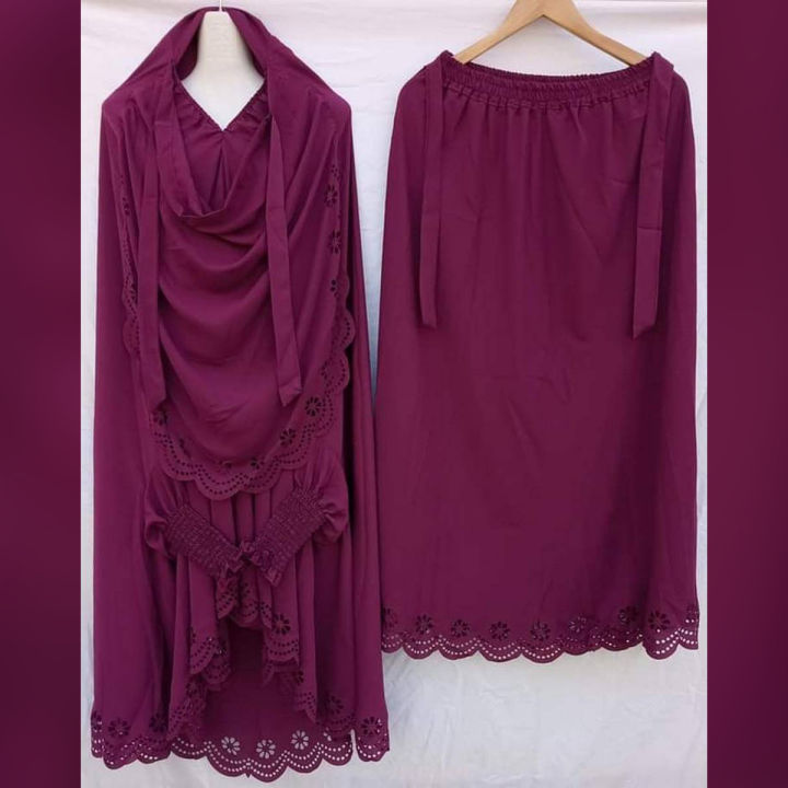Dubai Cherry Laser cut Khimar adjusted niqab with skirt borkha full set ...