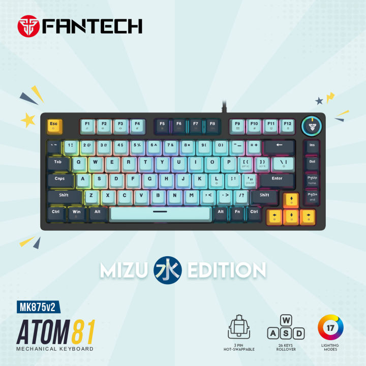 FANTECH ATOM81 MK875V2 Mechanical Gaming Keyboard- MIZU SERIES- Sky ...