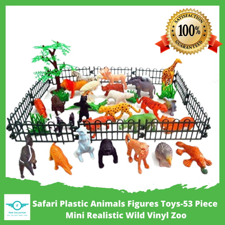 Safari Plastic Animals Figures Toys-53 Piece Mini Realistic Wild Vinyl Zoo Jungle Animal Toy Set ...