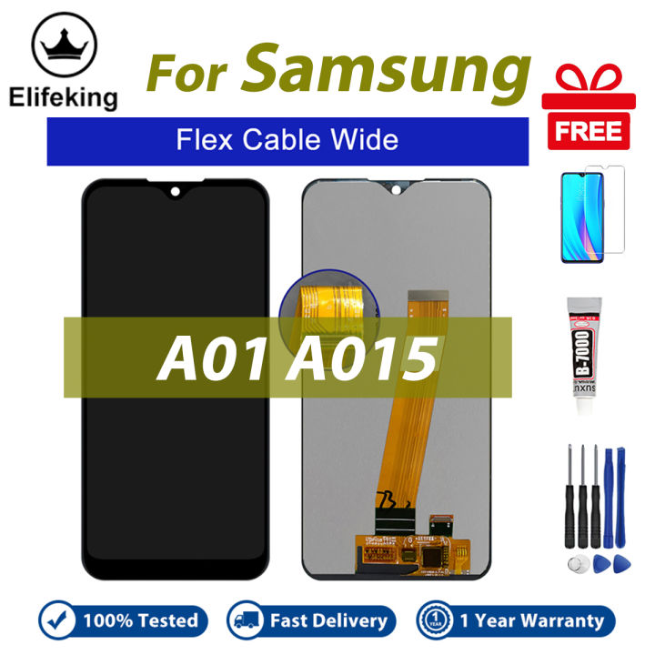 LCD For Samsung Galaxy A01 A015 A015F Black Wide Flex Display Touch Screen Digitizer Assembly ...