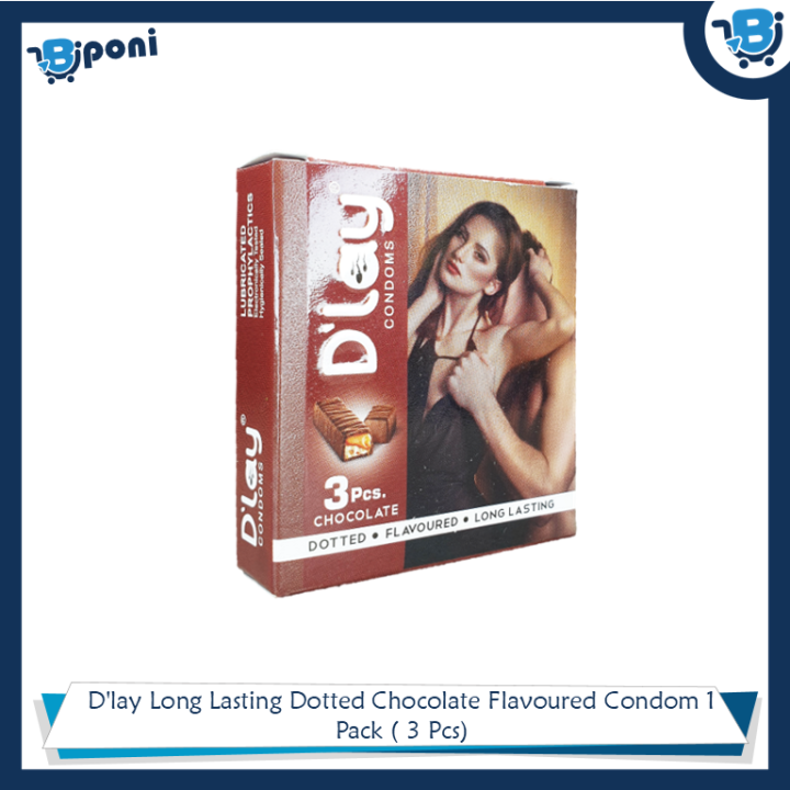 D'lay Long Lasting Dotted Chocolate Flavoured Condom 1 Pack ( 3 Pcs ...