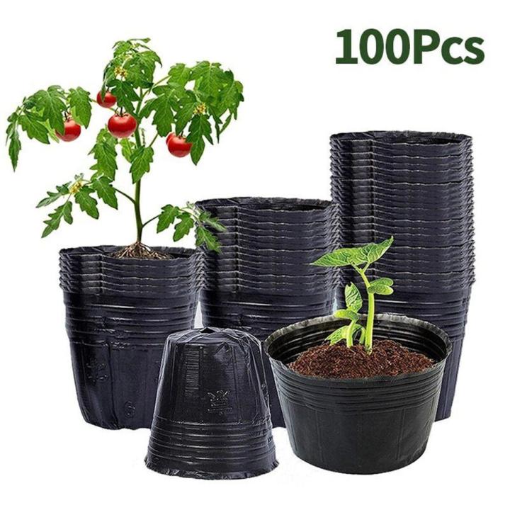 100pcs Nursery Pot Garden Seedling Pot Black Nursery Pot Container Grow ...