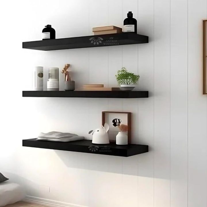 Black Floating Shelf Set of 1/2/3,Wall Hanging Shelf, Home Decoration ...