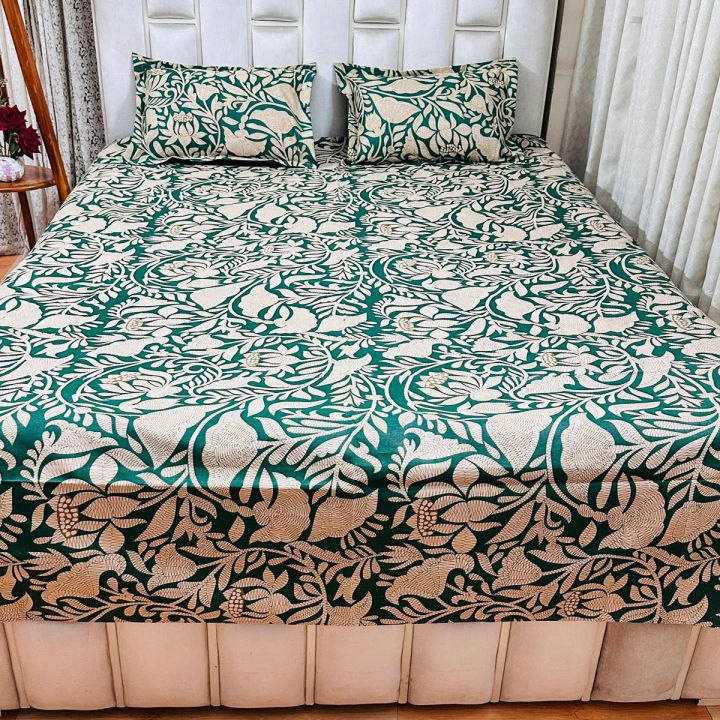 Digital Home TEX Cotton Multicolor Double King Size Flat Bed Sheet Set ...