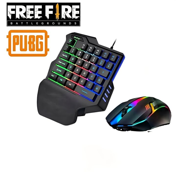 one hand PUBG/FREEFIRE RGB Gaming Keyboard&RGB MOUSE gaming combo ...