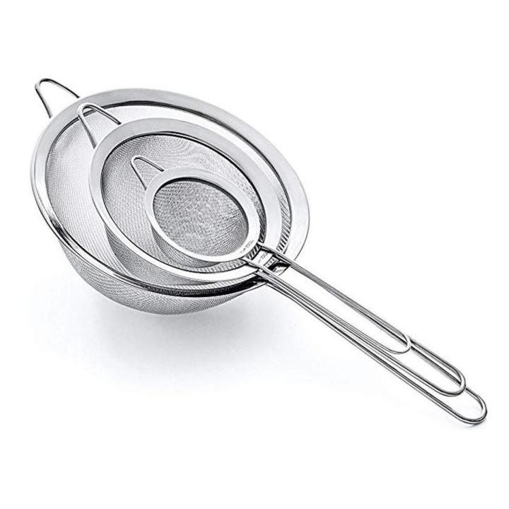 Set of 3, Stainless Steel Wide-Edge Twill Oil Grid Colander, Kitchen ...