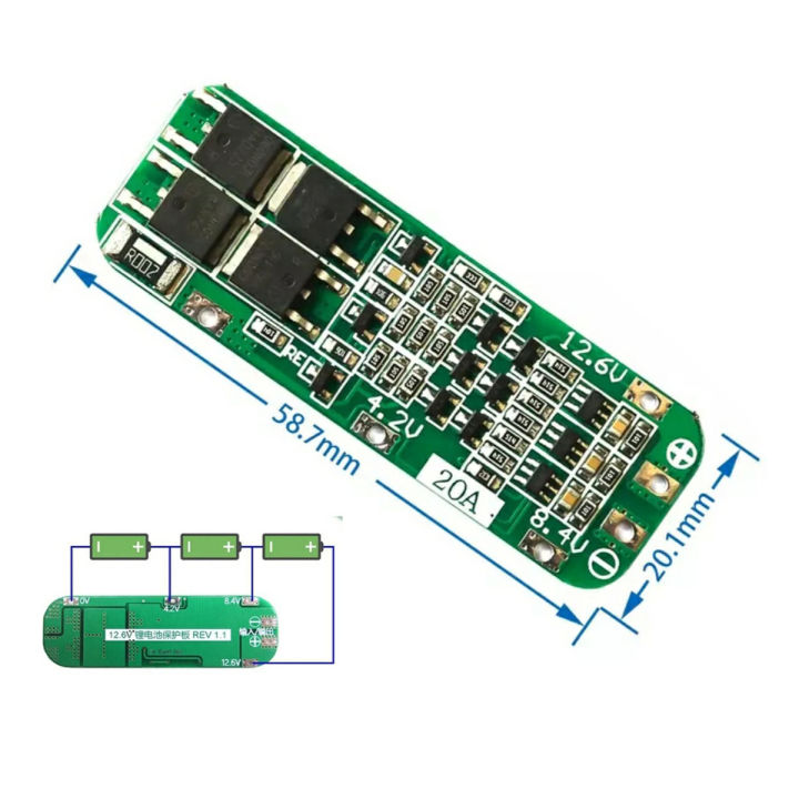 BMS 3S 20A Li-ion Lithium Battery 3x18650 Charger PCB BMS Protection ...