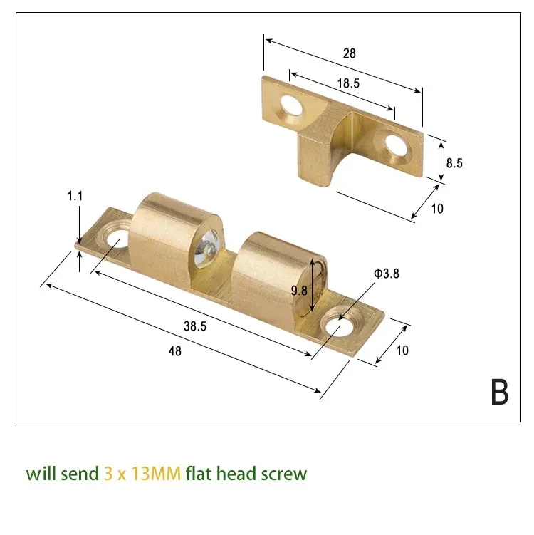 Furniture Door Latch Solid Brass Spring Ball Catch with Free Screws, 1 ...
