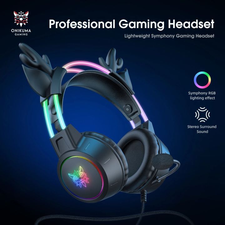 ONIKUMA X15 Professional Gaming Headset With RGB Dynamic Lighting Wired ...