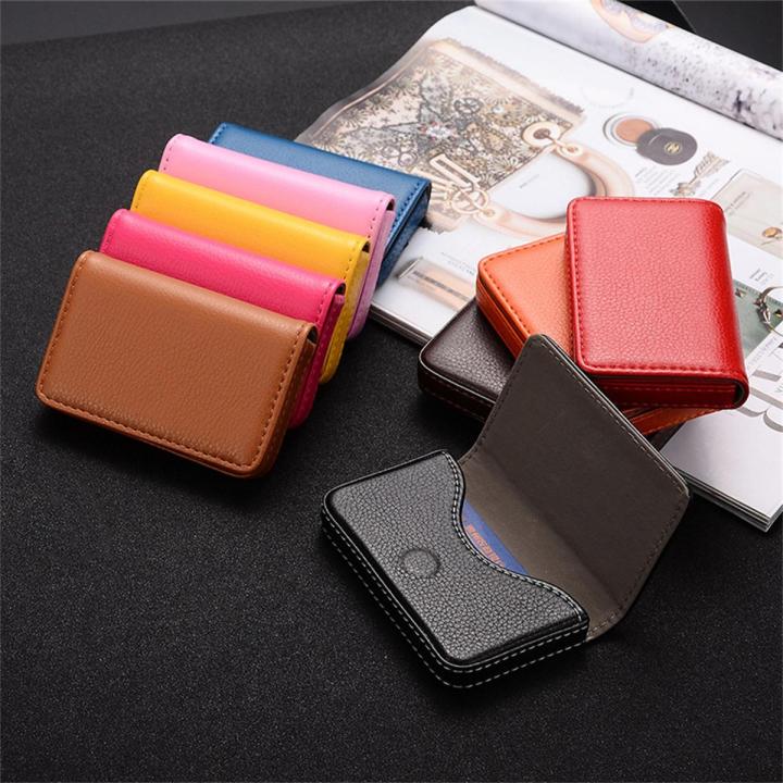 With Magnetic Buckle Large Capacity Lychee Pattern Slim Pocket Name ...