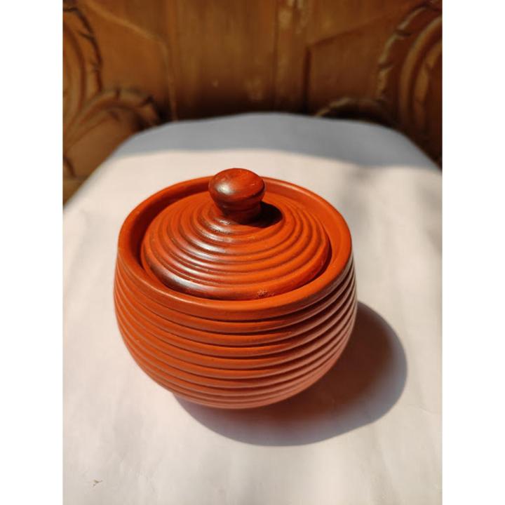 Clay Salt Pot with Lid Terracotta Design- 10x8cm মাটির লবন বাটি | Daraz ...