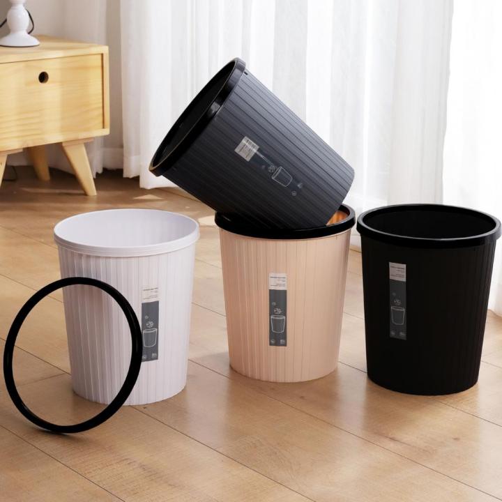 Nordic Style Garbage Bin with Pressure Ring No Lid Striped Kitchen ...
