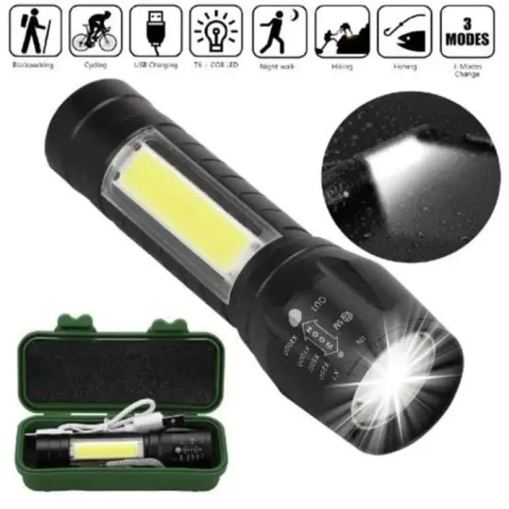Rechargeable/Portable/Stylish mini Telescopic Zoom Flash Light XPE+COB ...