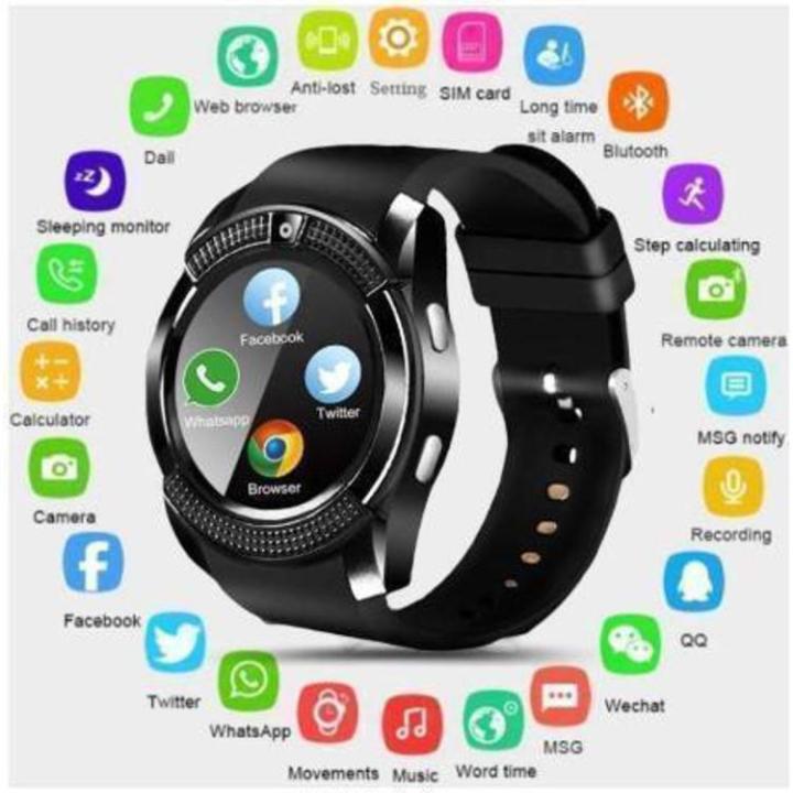 V8 Sports Smartwatch Bluetooth with Camera Message Push Touch Screen ...
