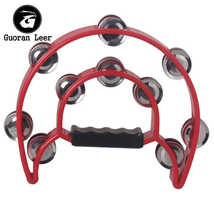 gu Musical Tambourine Handbell With Double Row Metal Jingles Percussion ...