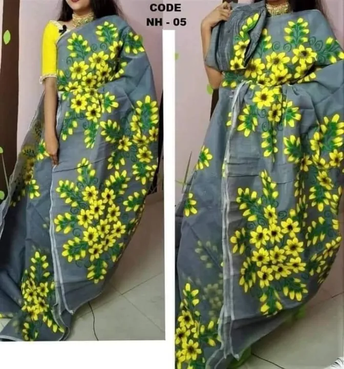 New Collection Hand Print Half Silk Sharee For Women - Sari | Daraz.com.bd