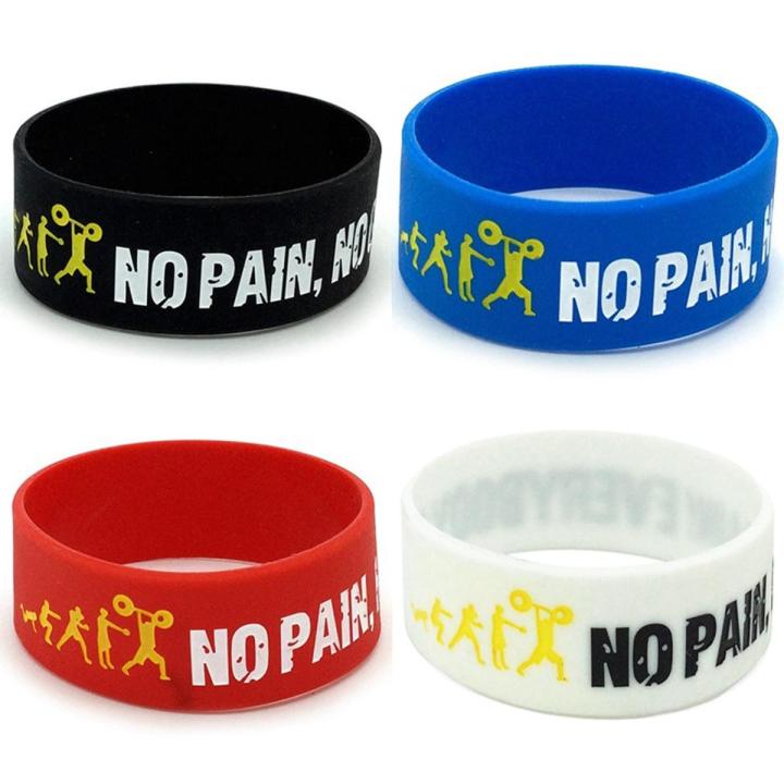 1PC Everybody Fit No Pain No Gain Silicone Wristband Wide Band Motto ...