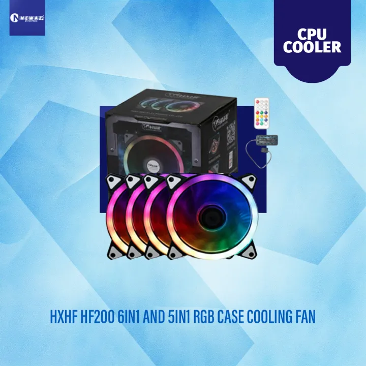 HXHF HF200 6in1 And 5in1 RGB Case Cooling Fan With Remote Control And ...