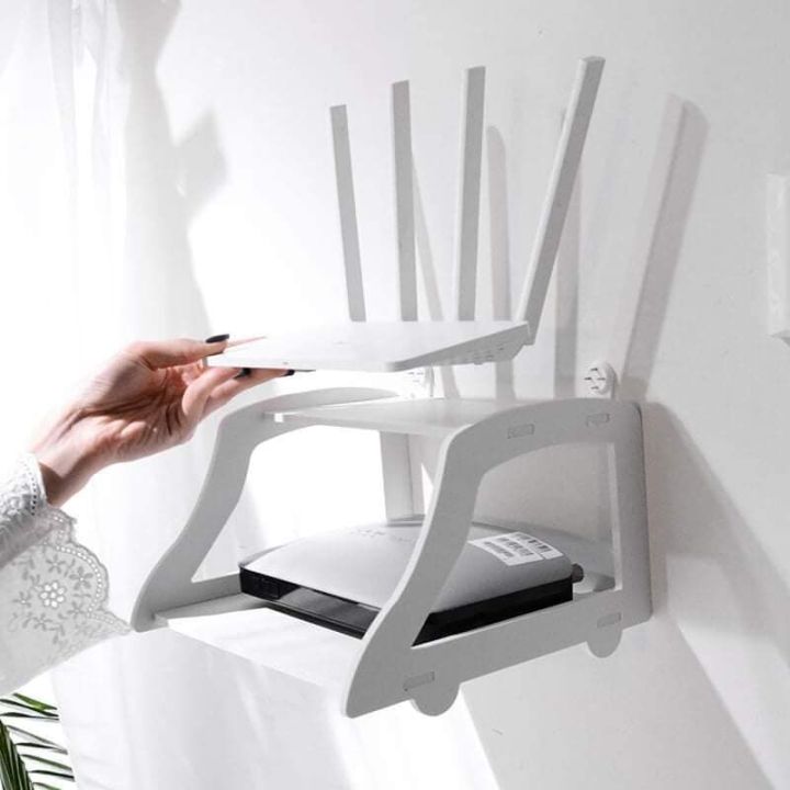 Wifi Router Stand Shelf Double Layer Wall Mounted Shelf Home decorator ...