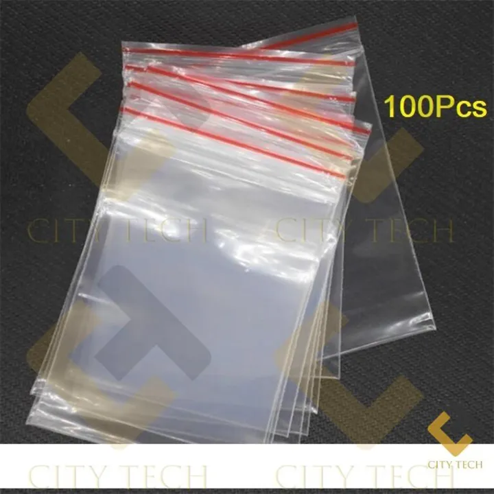 100Pcs Zipper Lock Bag Zip Lock Plastic Transparent Packet Zipper Poly ...