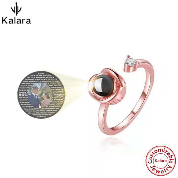 Projection Ring Custom Color Photo Name 100 I Love You Language ...