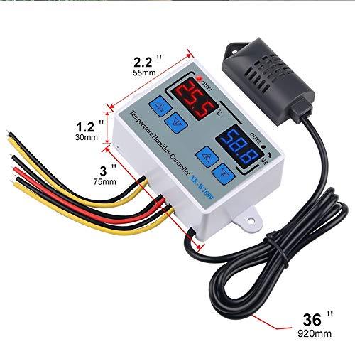 W1099 Digital LED Temperature Humidity Controller 12V 24V 110V 220V Thermometer Hygrometer Meter ...