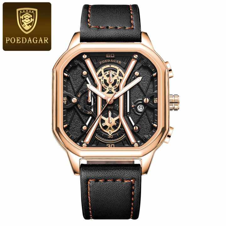 Poedagar 628 Quartz Leather Strap Minimalist Ultra thin Wrist Watches ...
