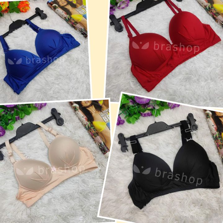 4pcs comfortable padded push up bra combo set for women red blue black ...