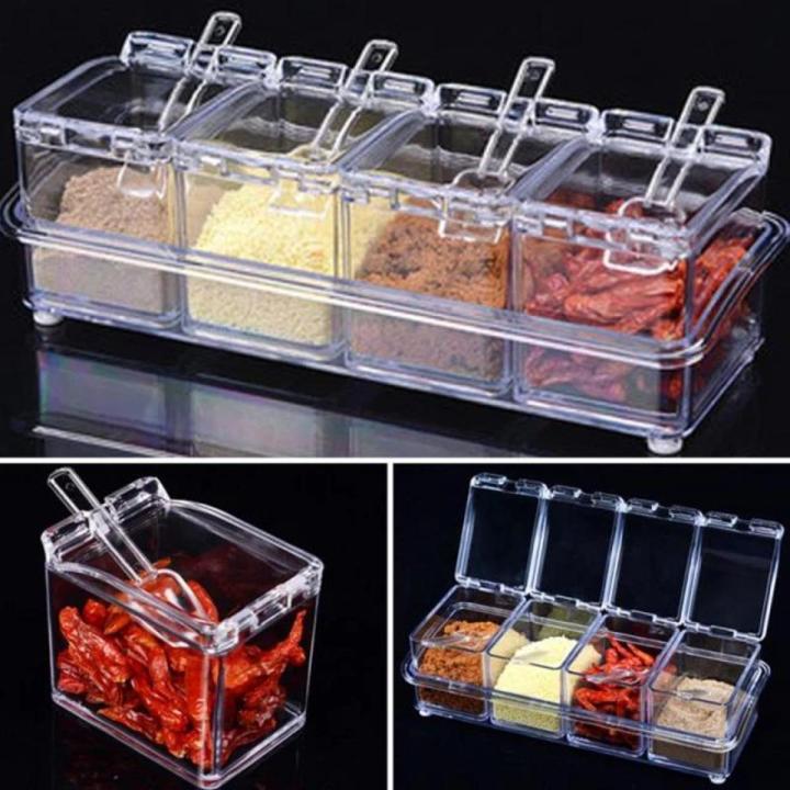 Onex BD 4 Spice Crystal Seasoning Box for Kitchen 4pcs Spice Rack ...
