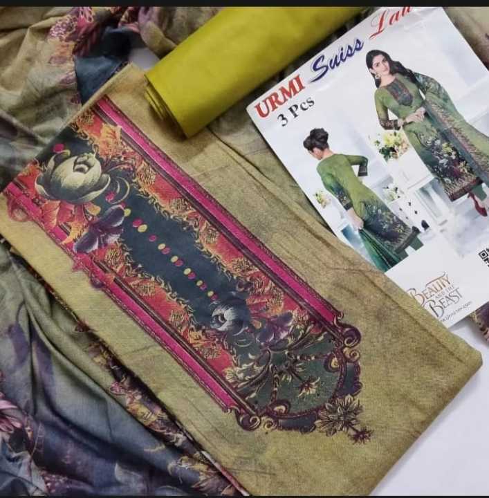 Skin Print Three Piece Unstitched High Quality Cotton Fabric For Women ...