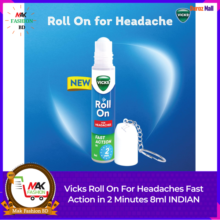 Vicks Roll On For Headaches Fast Action in 2 Minutes 8ml INDIAN | Daraz ...