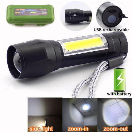 Rechargeable Flashlights Torch Led Usb Portable Torches 3 Modes Mini ...