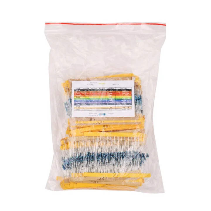 2600pcs 130 Values 1/4W 0.25W 1% Metal Film Resistors Assorted Pack Kit ...
