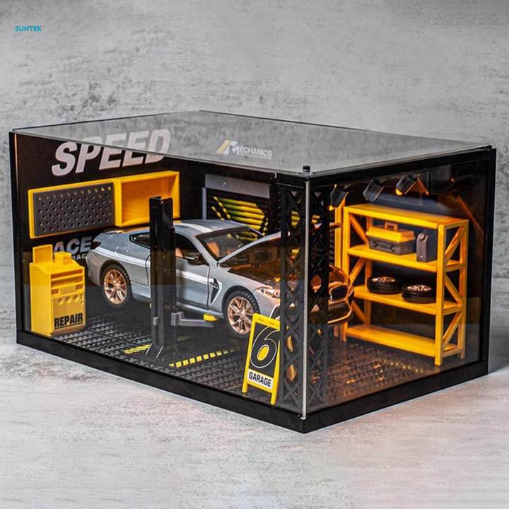 1/24 Diorama Car Garage Car Model Display Car Repair Shop Model with ...