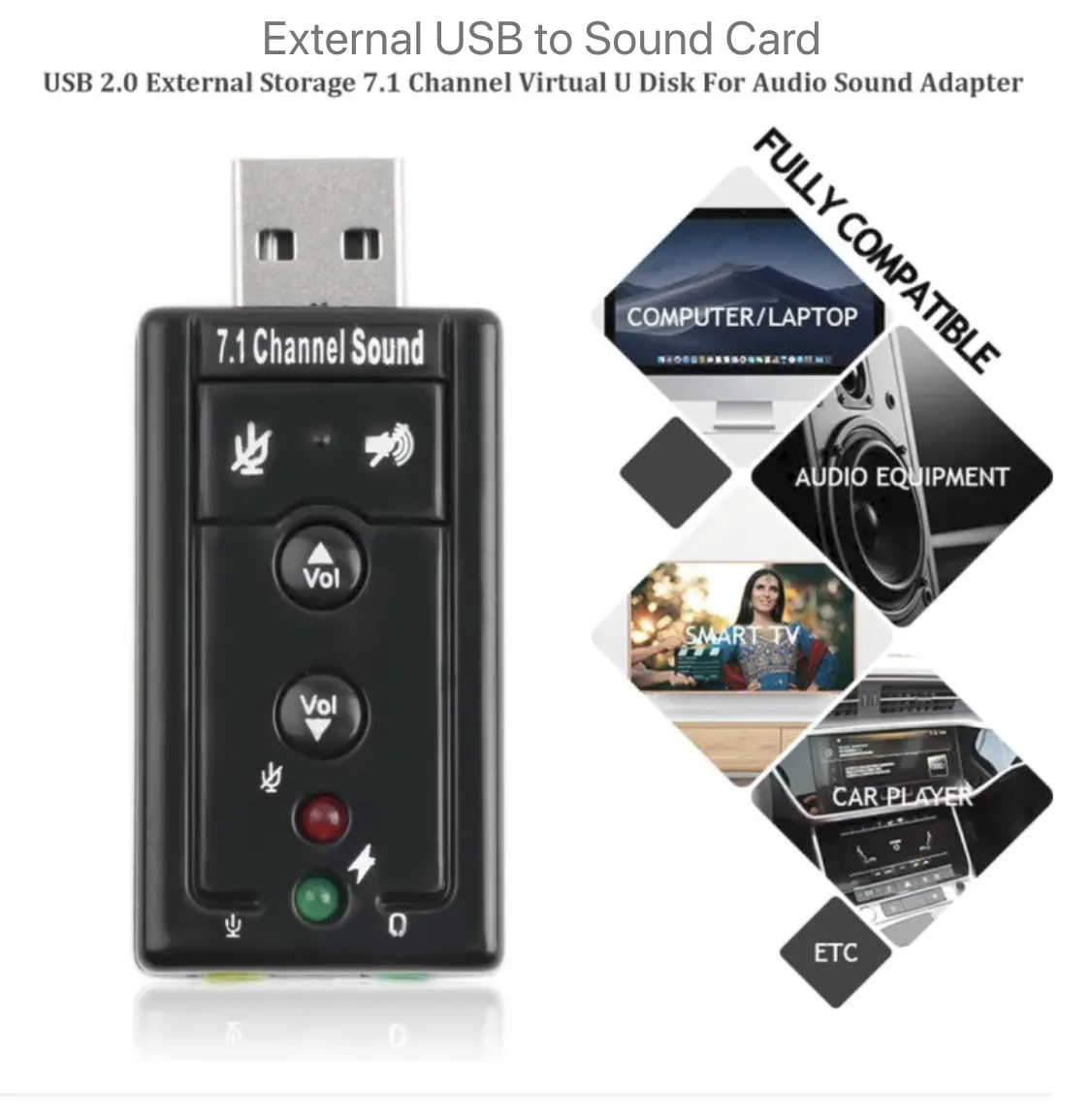 External Usb To Sound Card Converter Adapter 7.1 Sound Card For Windows ...