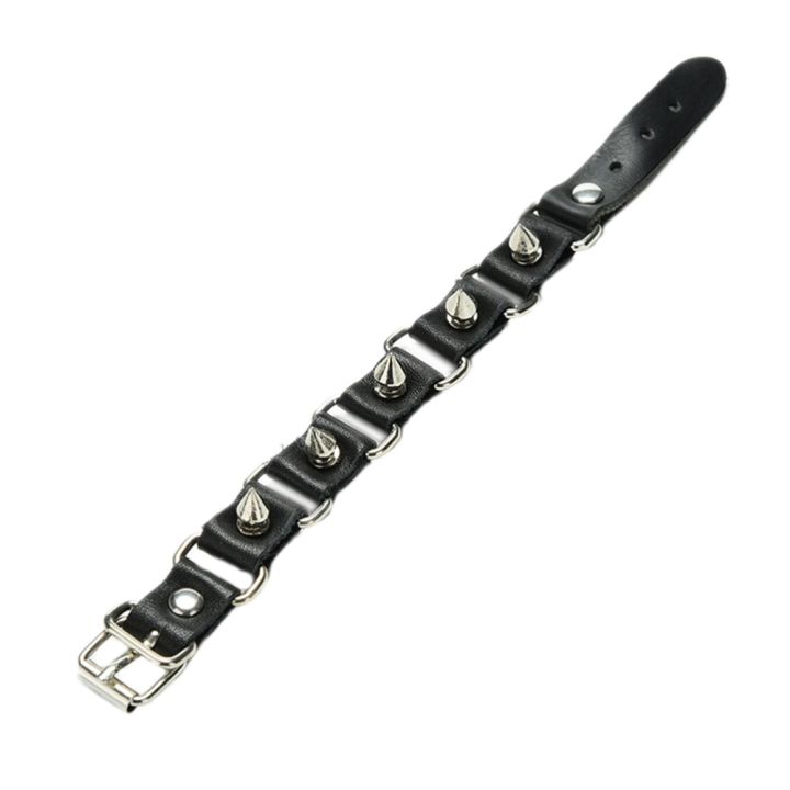 1 X Gothic Metal Cone Stud Spikes Rivet Leather Wristband Bangle Cuff ...