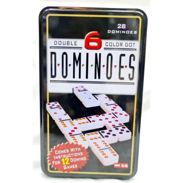 Dominoes Set 28 Piece - Double 6 Color Dot - Metal Box | Daraz.com.bd