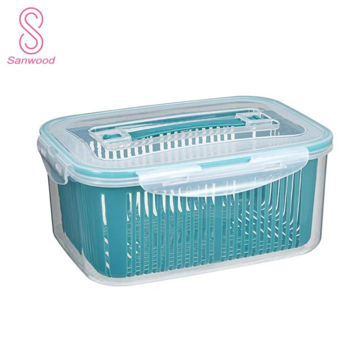 Food Container Double Layer 2 in 1 Stackable Basket Strainer Fruit ...